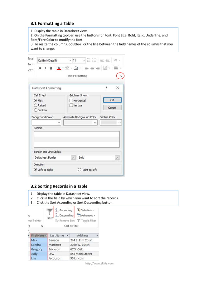 3.1 Formatting a Table | PDF