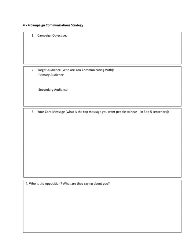 Campaign Communications Worksheet | DOCX