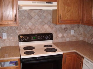 4x4 noce travertine tile Backsplash designs for kitchens | PPT