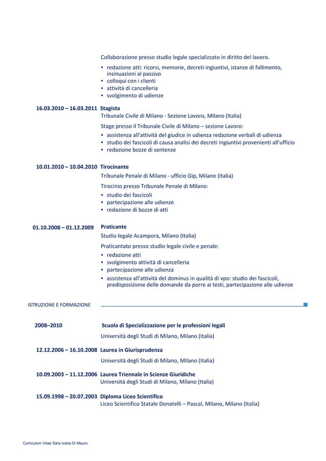 Curriculum vitae sara ivana di mauro | PDF