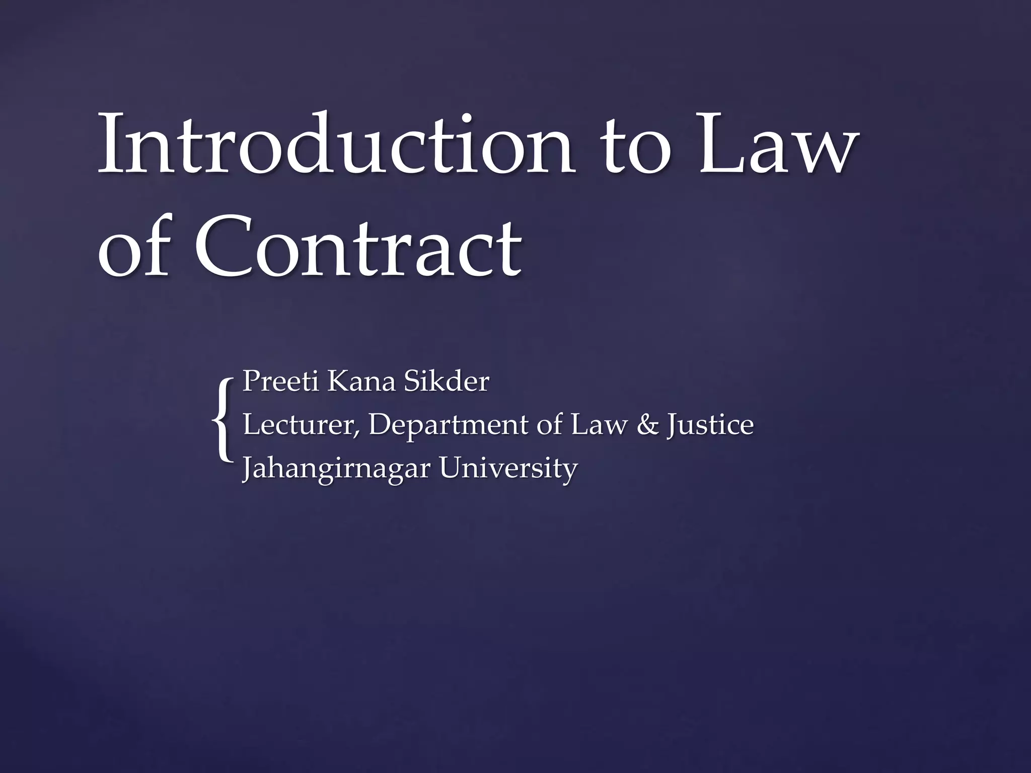 Introduction to Law of Contract | PPT