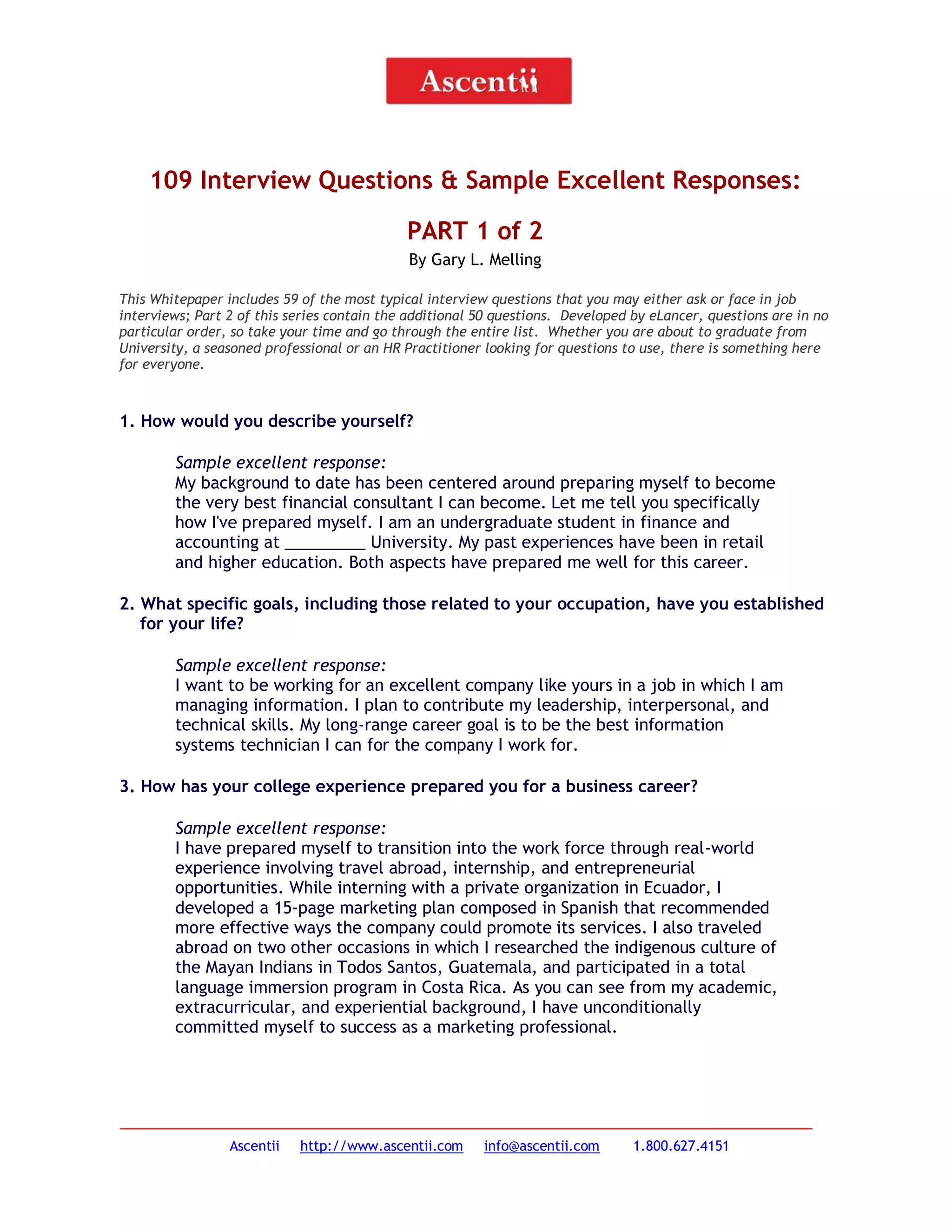 5 109 interview questions and answers - part 1 of 2 | PDF