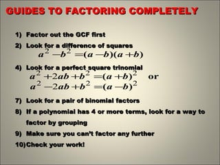 5.11 Using Several Methods Of Factoring (2009) | PPT | Homework and ...
