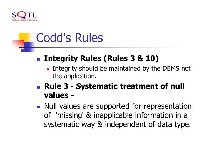 Normalization and Codd's Rule