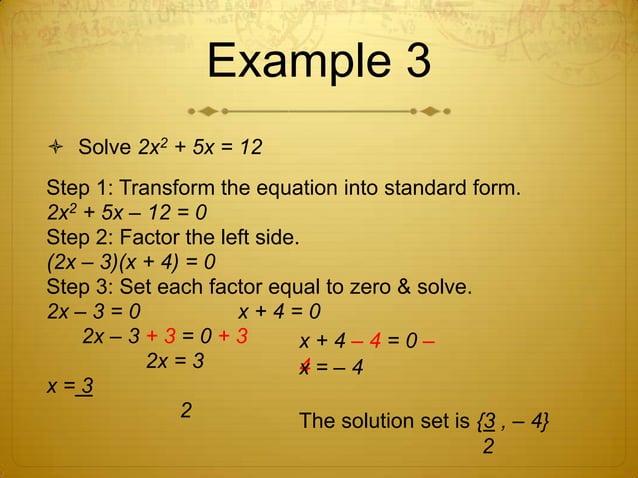 Solving Equations by Factoring | PPT