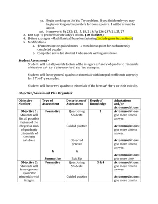 Solving Equations by Factoring KTIP lesson plan | DOCX