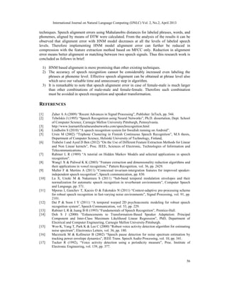 EFFECT OF MFCC BASED FEATURES FOR SPEECH SIGNAL ALIGNMENTS | PDF
