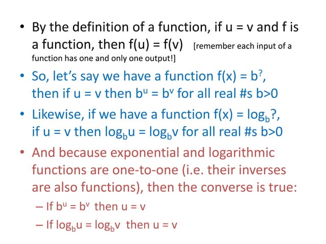5.6 solving exponential and logarithmic equations | PPT