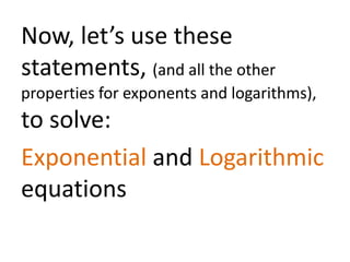 5.6 solving exponential and logarithmic equations | PPT