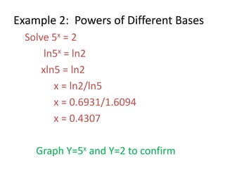 5.6 solving exponential and logarithmic equations | PPT