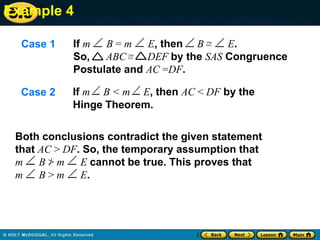 5.6 inequalities in two triangles and indirect proof | PPT