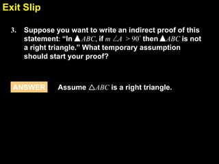 5.6 inequalities in two triangles and indirect proof | PPT