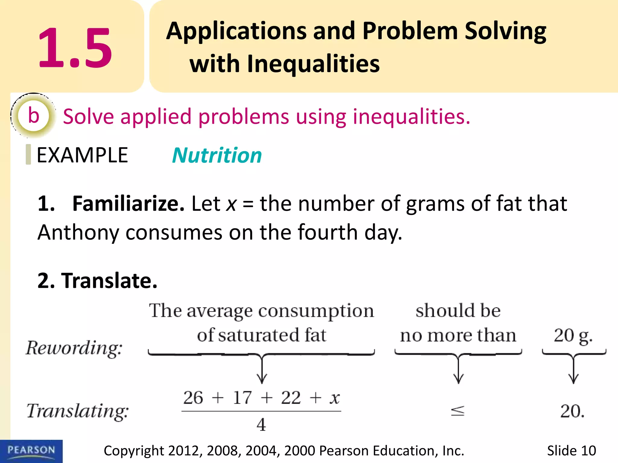 5. applications and problem solving with inequalities | PPTX