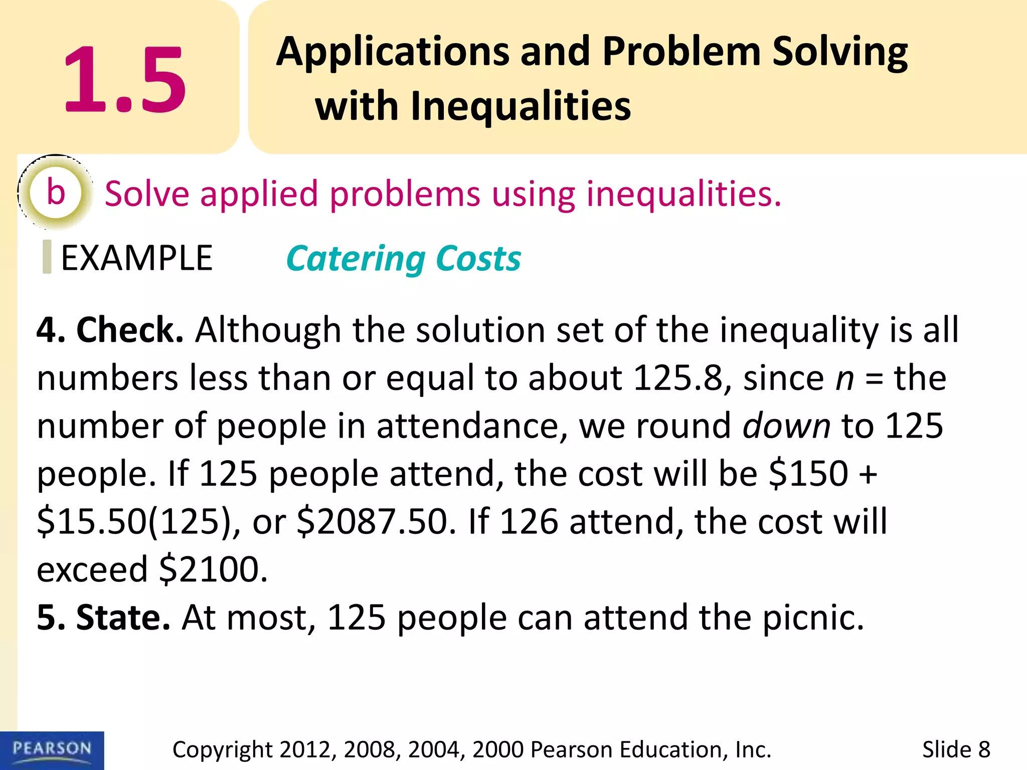 5. applications and problem solving with inequalities | PPTX