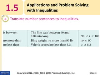 5. applications and problem solving with inequalities | PPT