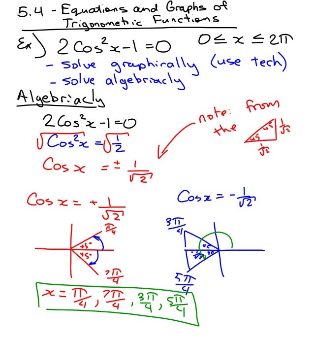 5 4 Solving Trig Equations 5 4 Solving Trig Equations