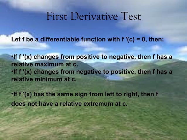 5.2 first and second derivative test | PPT