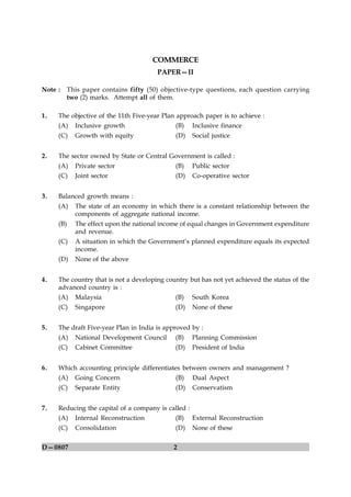 5. ugc net commerce dec 2007 question paper | PDF