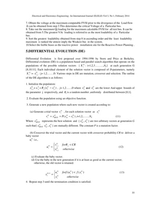 FAST VOLTAGE STABILTY INDEX BASED OPTIMAL REACTIVE POWER PLANNING USING DIFFERENTIAL EVOLUTION ...