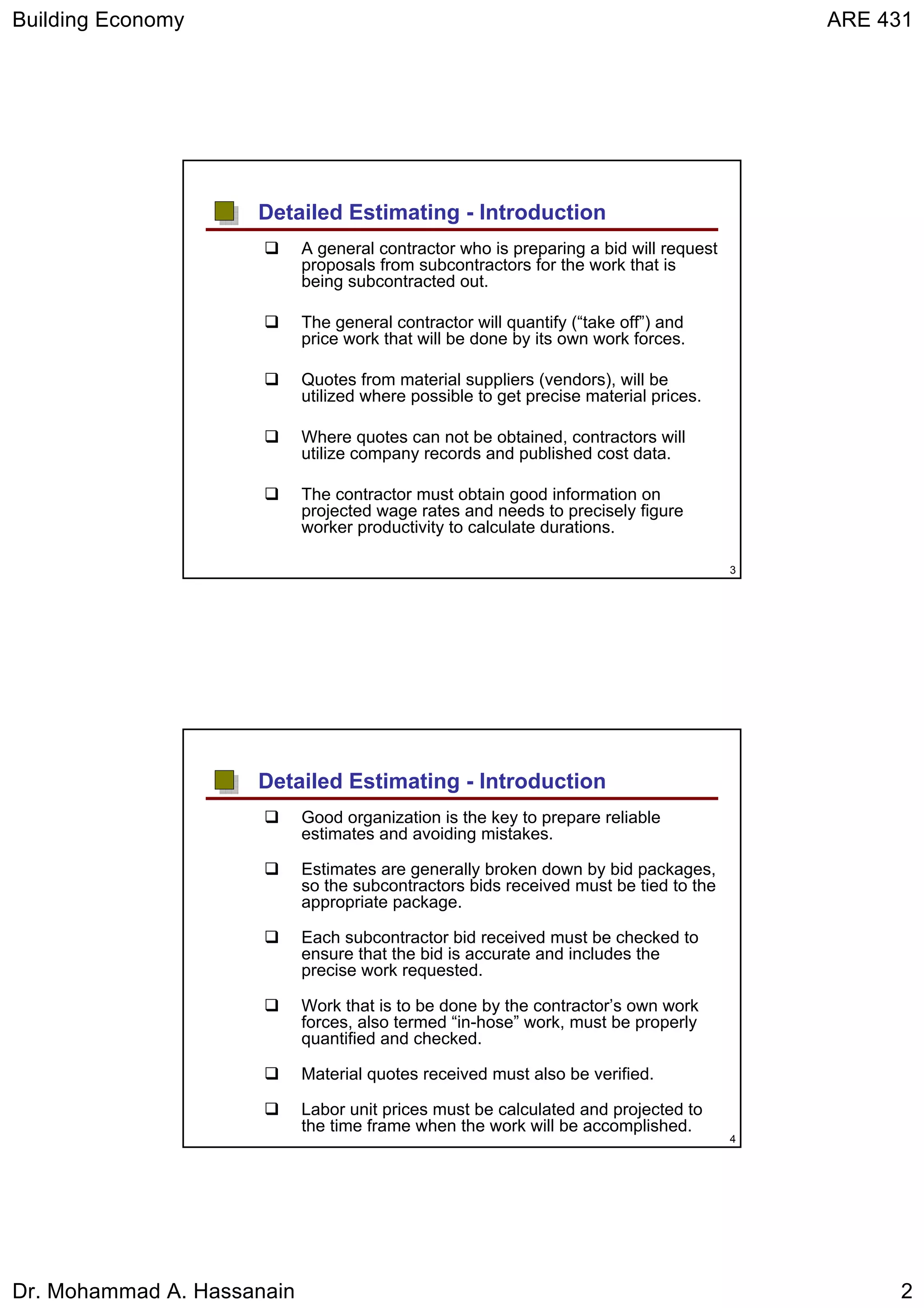 5.0 detailed estimating | PDF