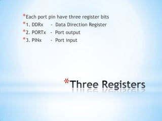 Programming ATmega microcontroller using Embedded C | PPSX