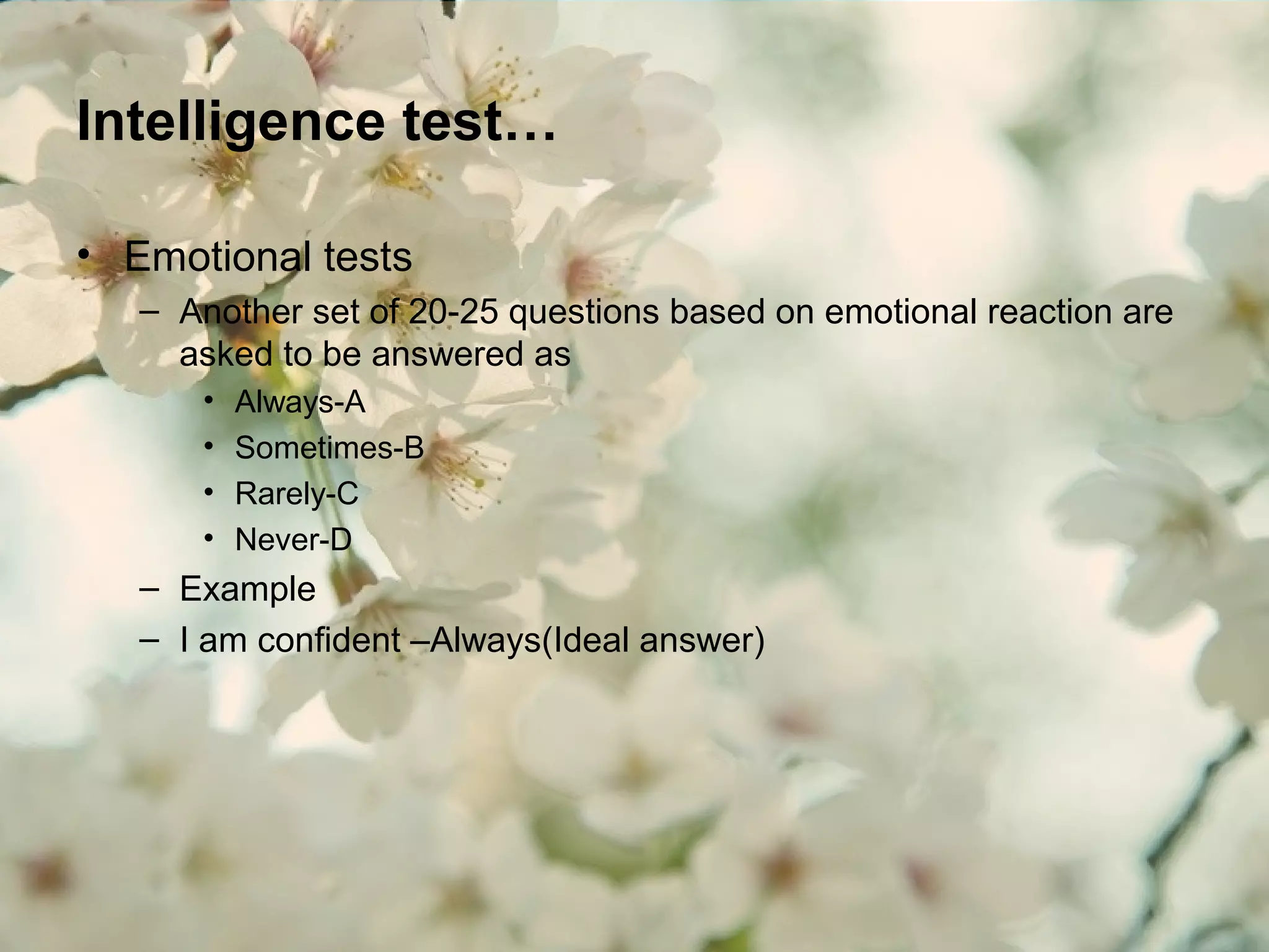 Picture Perception and description Test at SSB or screening test for ...