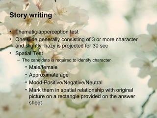 Picture Perception and description Test at SSB or screening test for ...