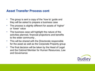 Dudley Council and asset transfer - presentation by Martin Shaw | PPT