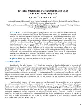 RF signal generation and wireless transmission using PANDA and Add/drop systems | PDF