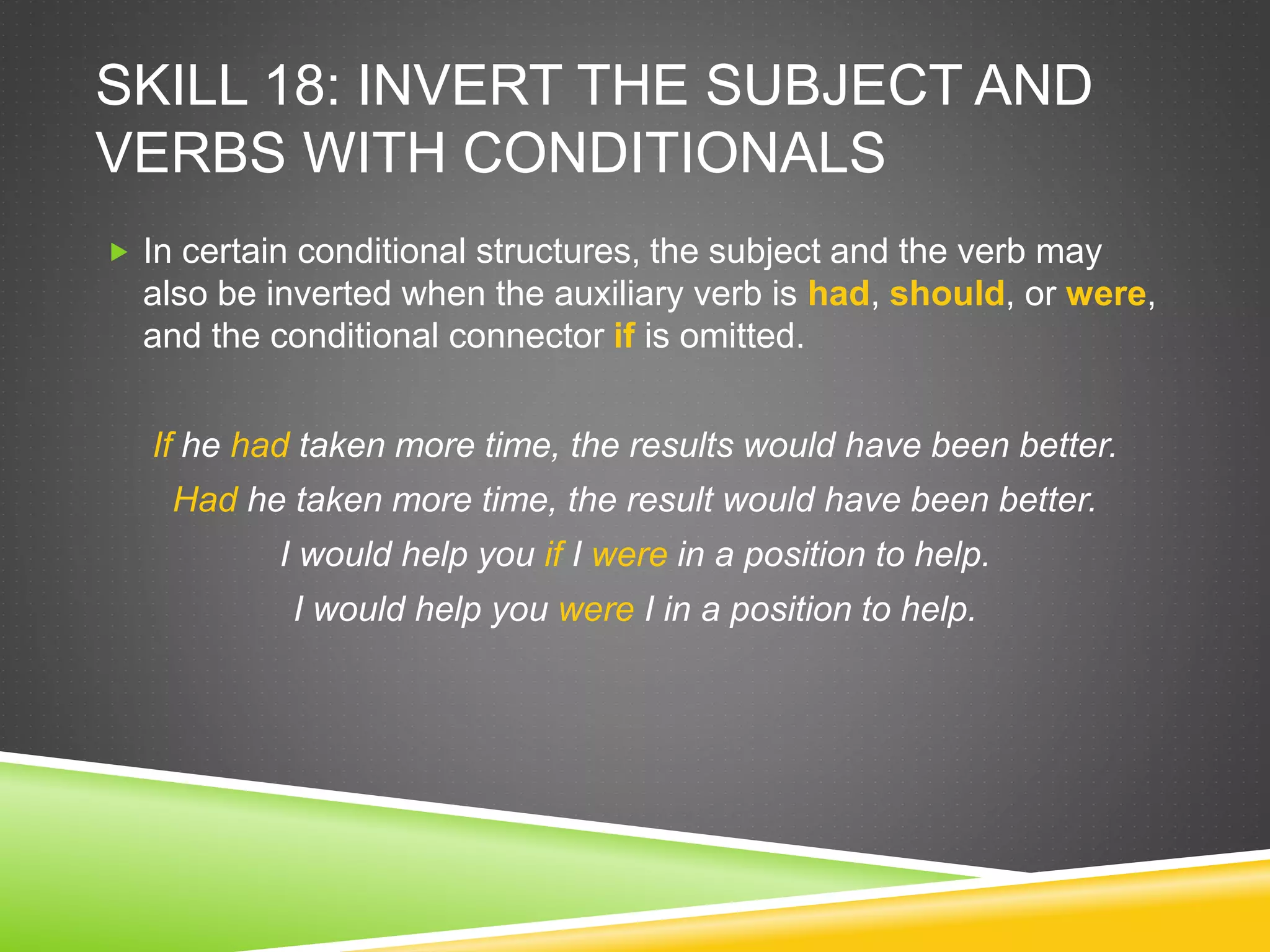 Sentences with inverted subject and verbs | PPTX