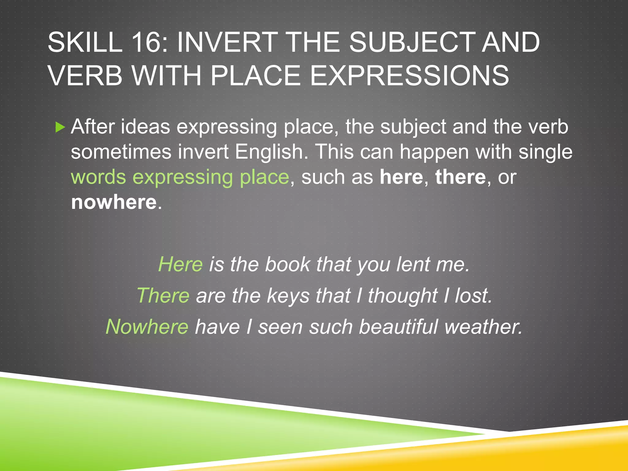 Sentences with inverted subject and verbs | PPTX