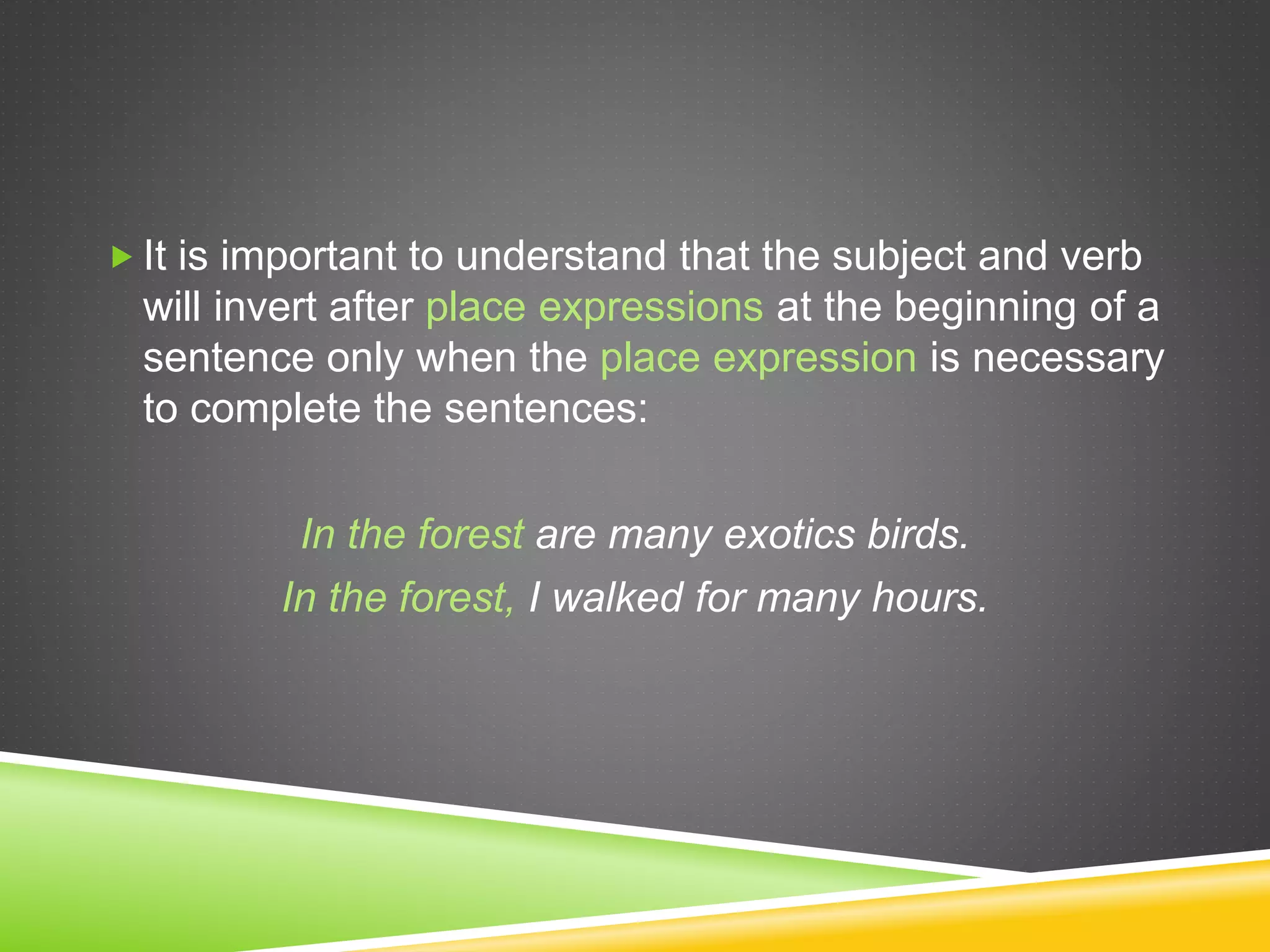 Sentences with inverted subject and verbs | PPTX