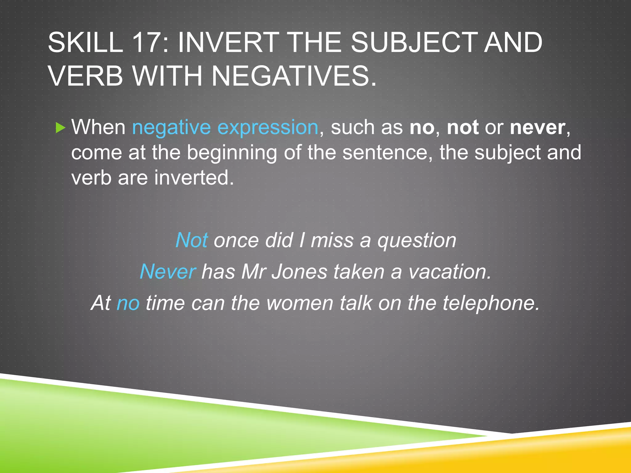 Sentences with inverted subject and verbs | PPTX