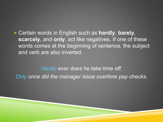 Sentences with inverted subject and verbs | PPTX