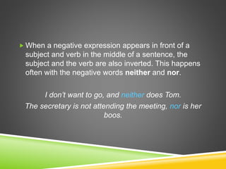 Sentences with inverted subject and verbs | PPTX