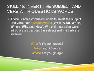 Sentences with inverted subject and verbs | PPTX