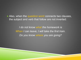 Sentences with inverted subject and verbs | PPTX