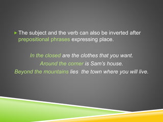 Sentences with inverted subject and verbs | PPTX