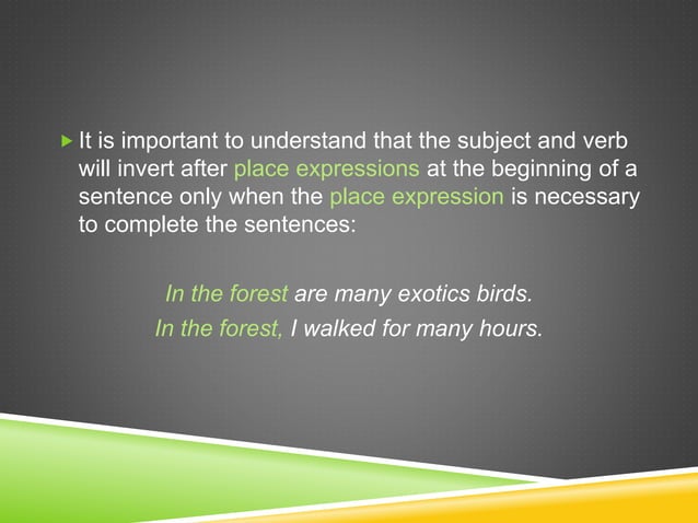 Sentences with inverted subject and verbs | PPTX