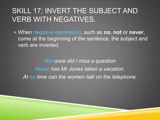 Sentences with inverted subject and verbs | PPTX