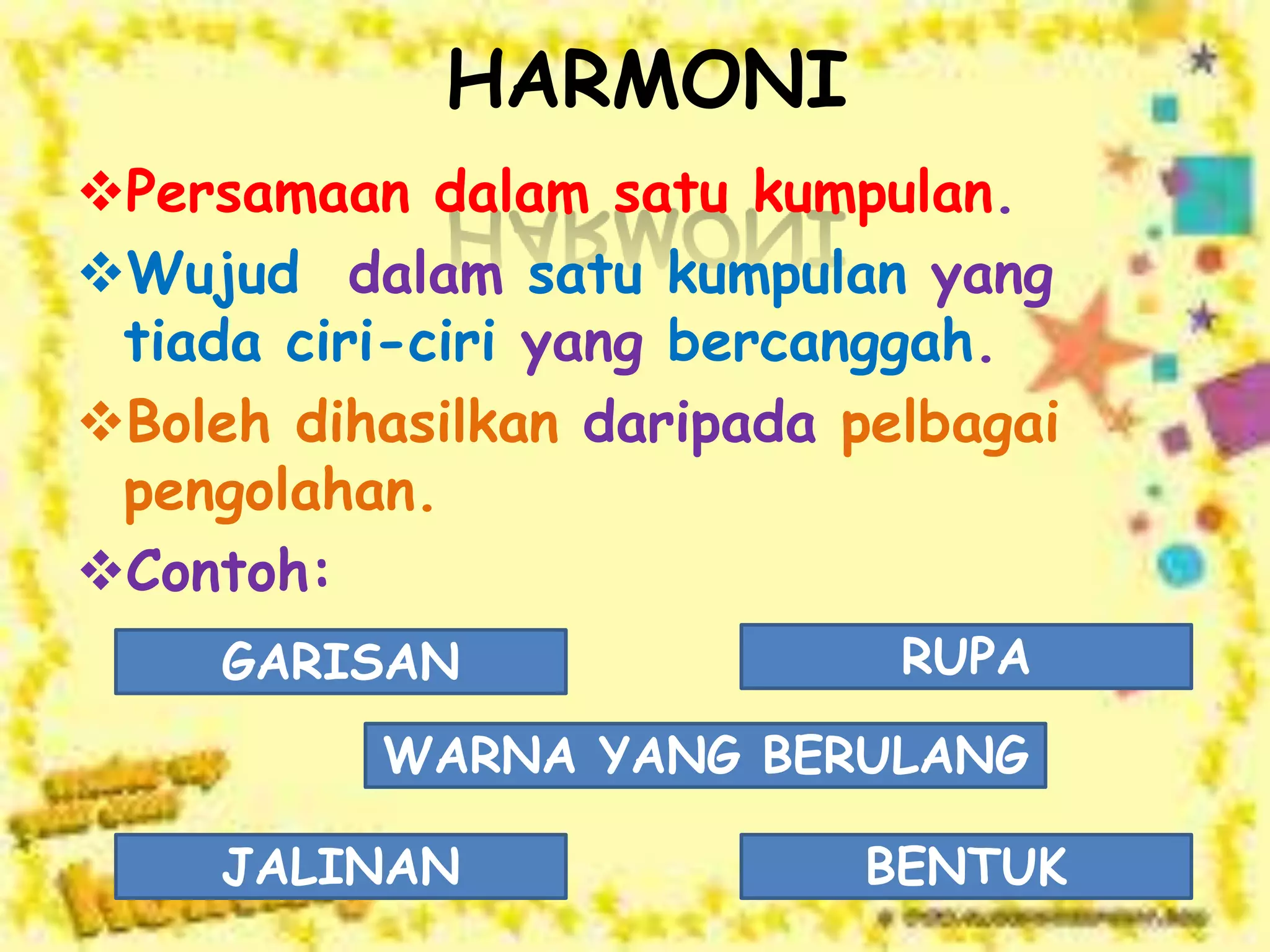 Seni Visual Penggal 1:Bahasa seni: prinsip rekaan | PPTX