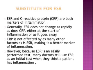 Esr | PPTX | Blood Disorders | Diseases and Conditions