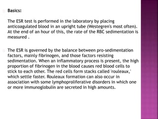 Esr | PPTX | Blood Disorders | Diseases and Conditions
