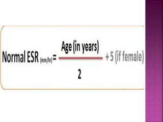 Esr | PPTX | Blood Disorders | Diseases and Conditions