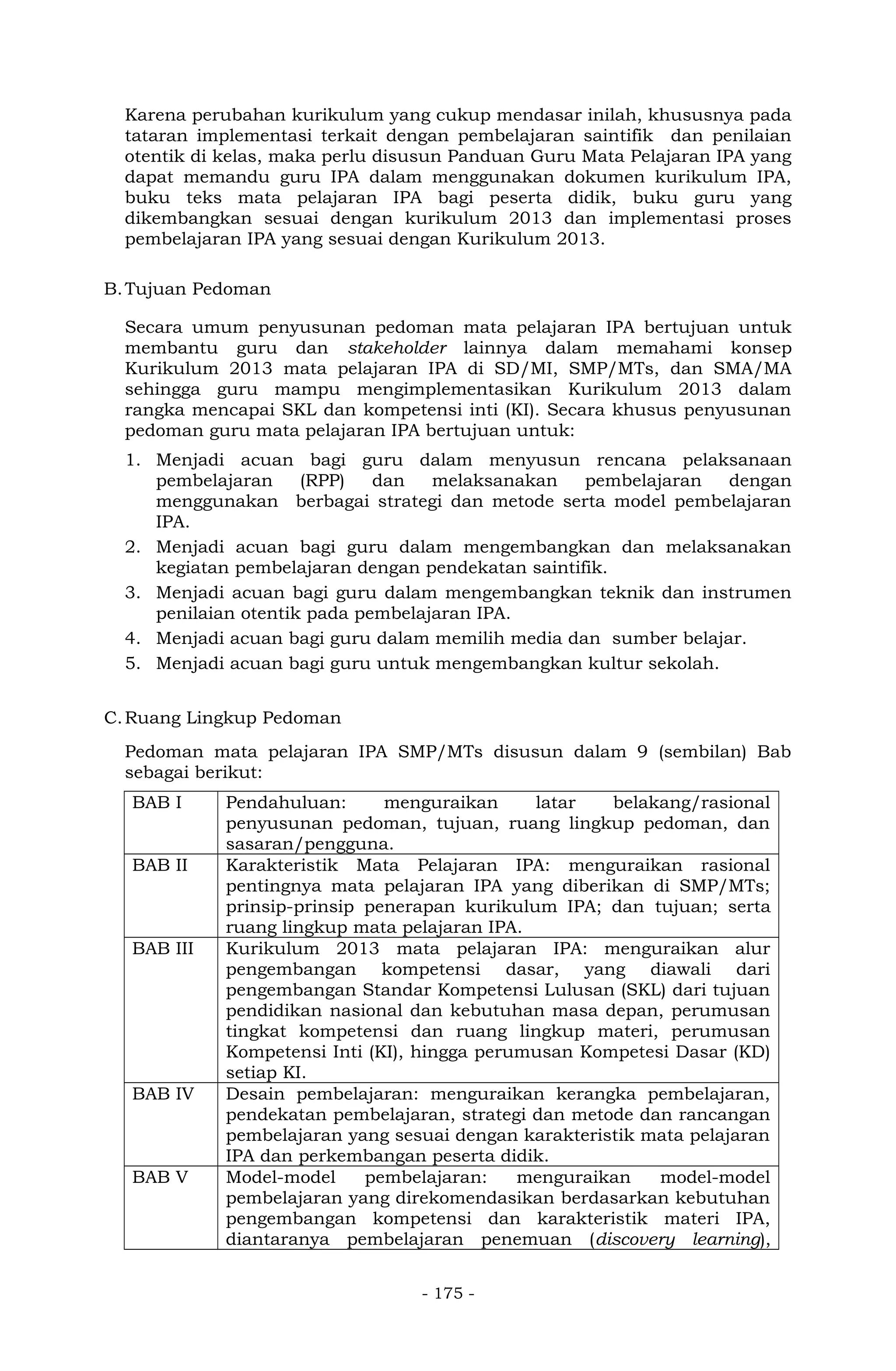 Pedoman Mata Pelajaran IPA SMP | DOC