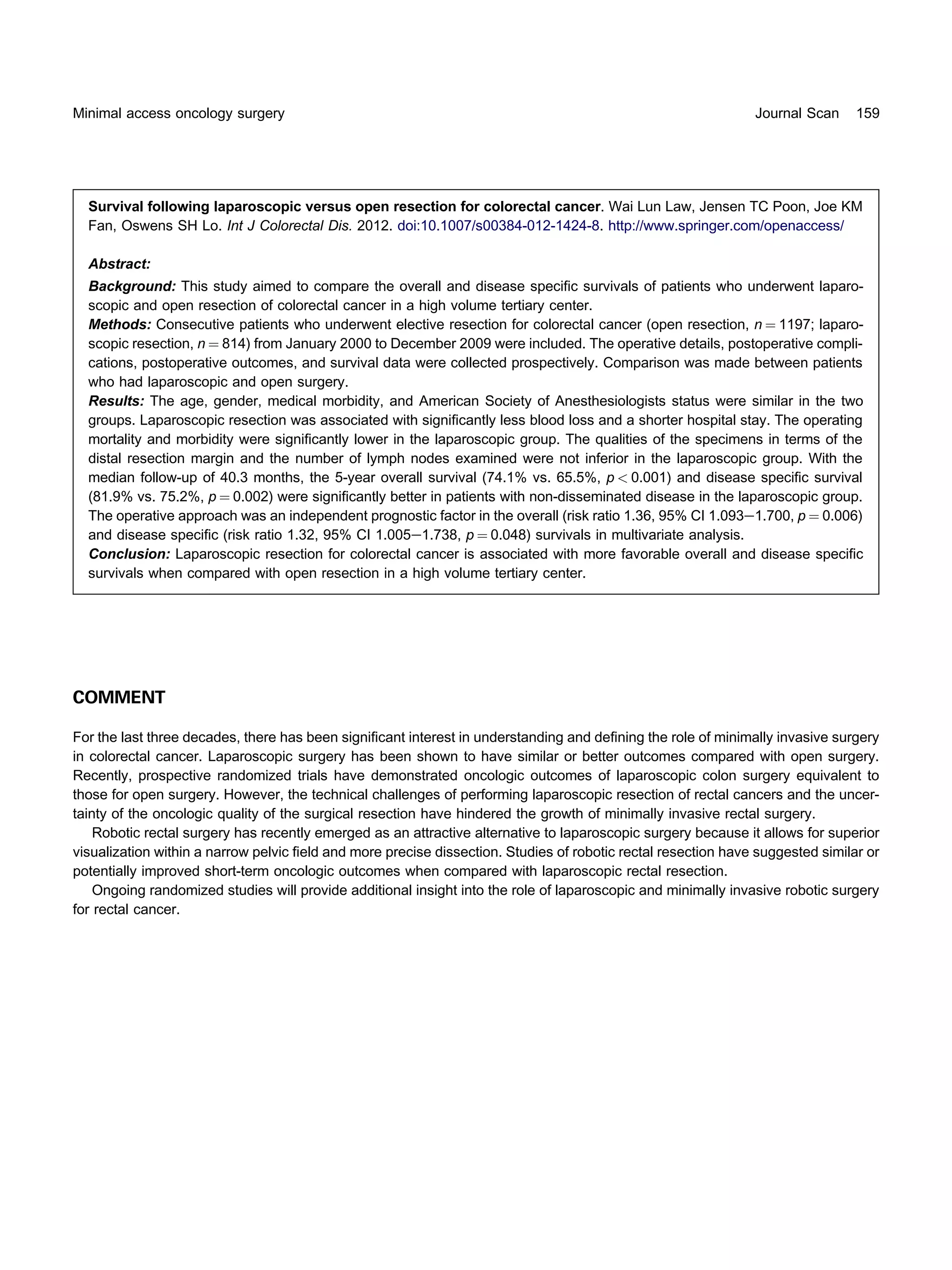 Minimal access oncology surgery | PDF