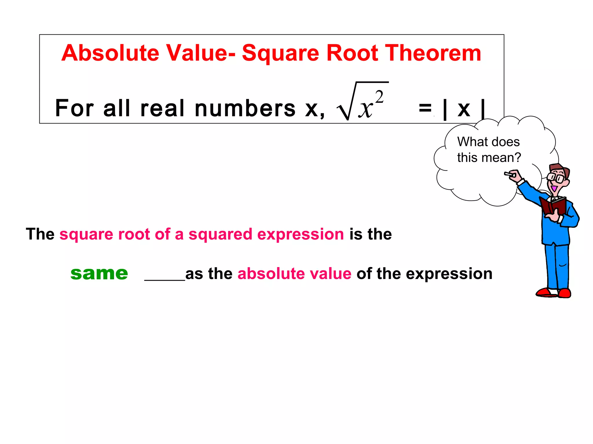 5. absolute value , sq , sq roots | PPT