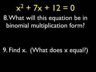Solving Trinomial Equations with Negatives X Coefficient | PDF