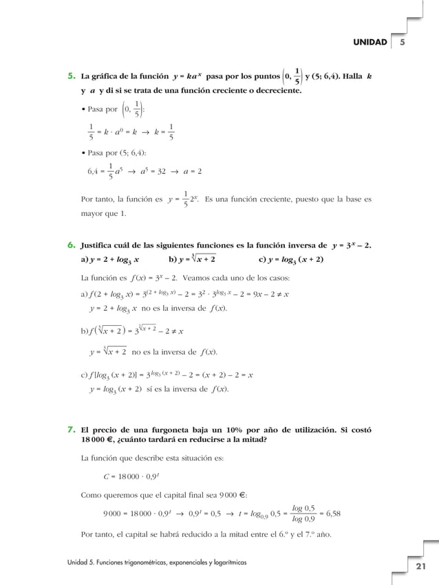 5 Funciones Exponenciales Logaritmicas Y Trigonometricas Pdf