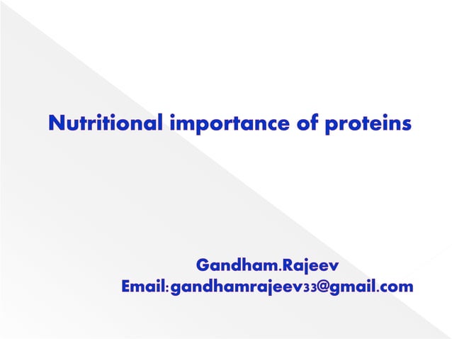 NUTRITIONAL IMPORTANCE OF PROTEINS | PPTX | Chemistry | Science